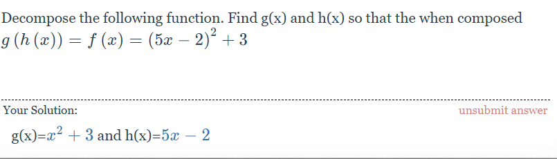 Solved Decompose the following function. Find g(x) and h(x) | Chegg.com