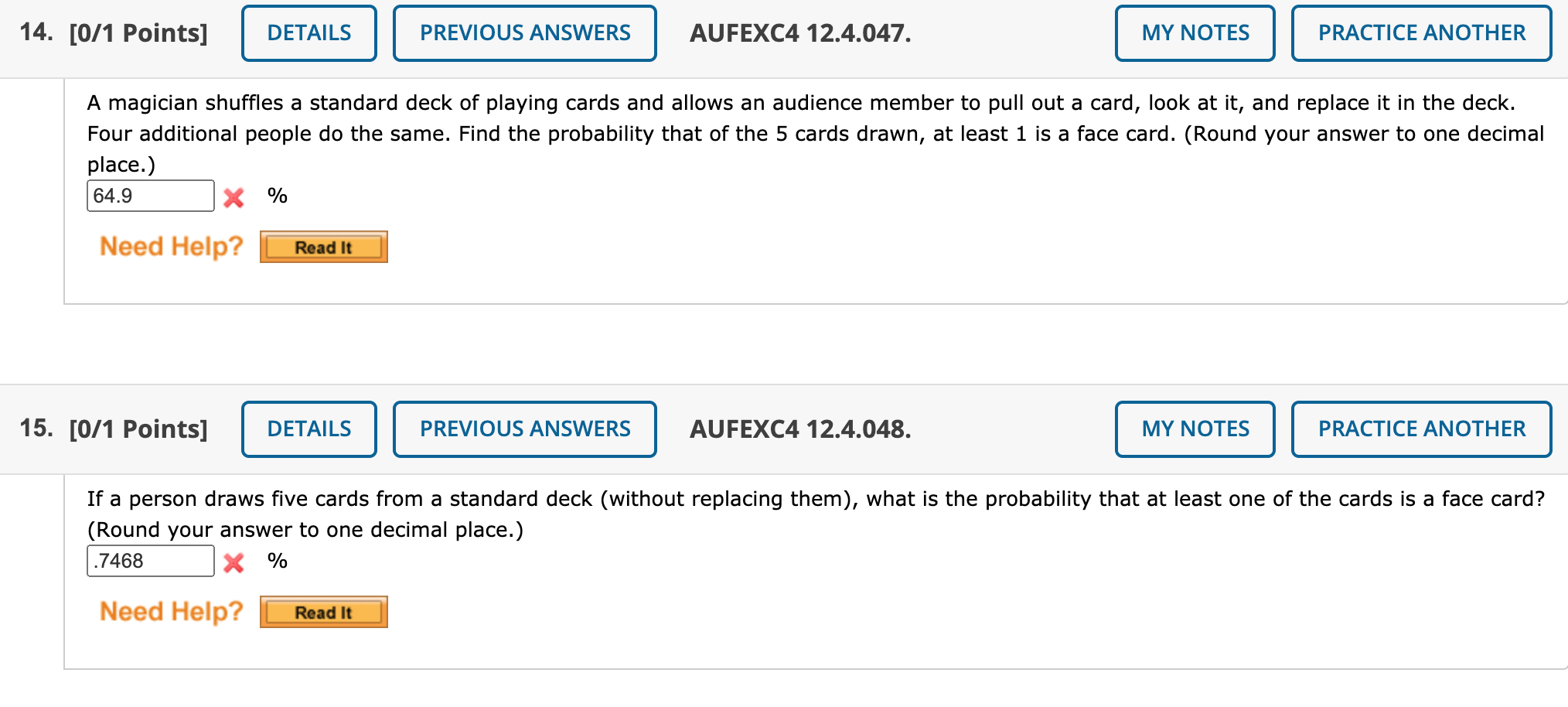 Solved 14. [0/1 Points] DETAILS PREVIOUS ANSWERS AUFEXC4 | Chegg.com