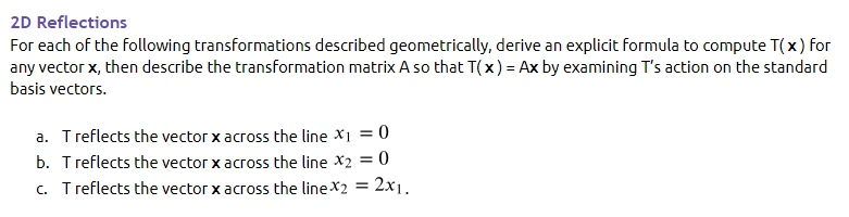 Solved 2D Reflections For each of the following | Chegg.com