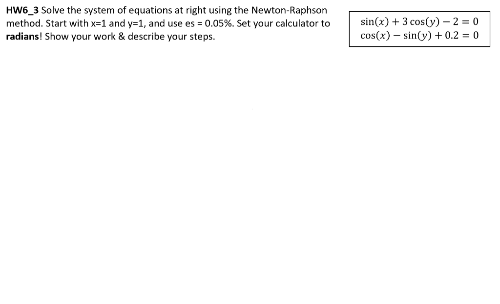 Solved HW6_3 Solve the system of equations at right using | Chegg.com