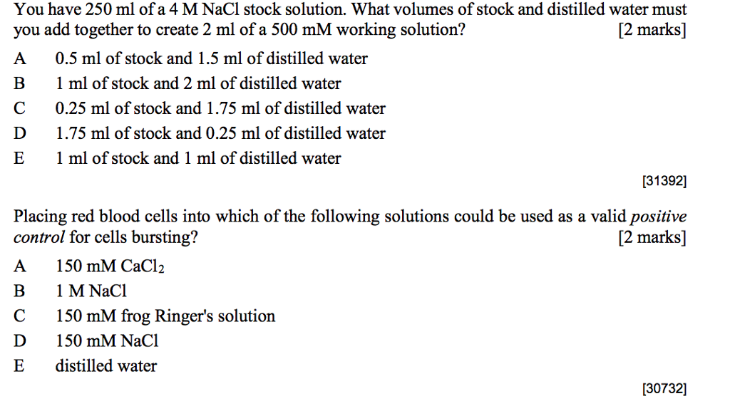 Solved You have 250 ml of a 4 M NaCl stock solution. What | Chegg.com