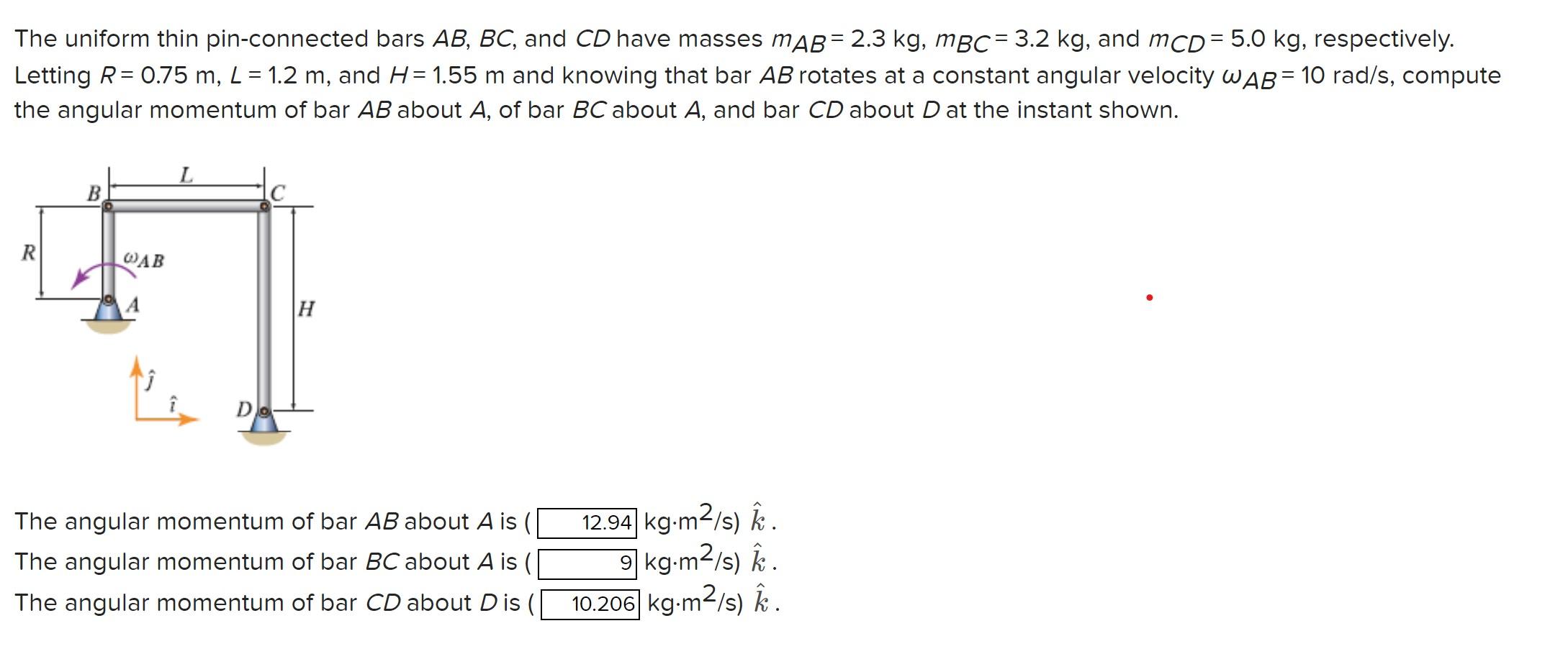 Solved The uniform thin pin-connected bars AB,BC, and CD | Chegg.com