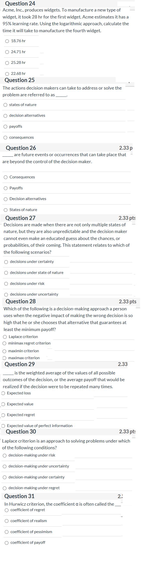 Solved Question 24 - Acme, Inc., produces widgets. To | Chegg.com