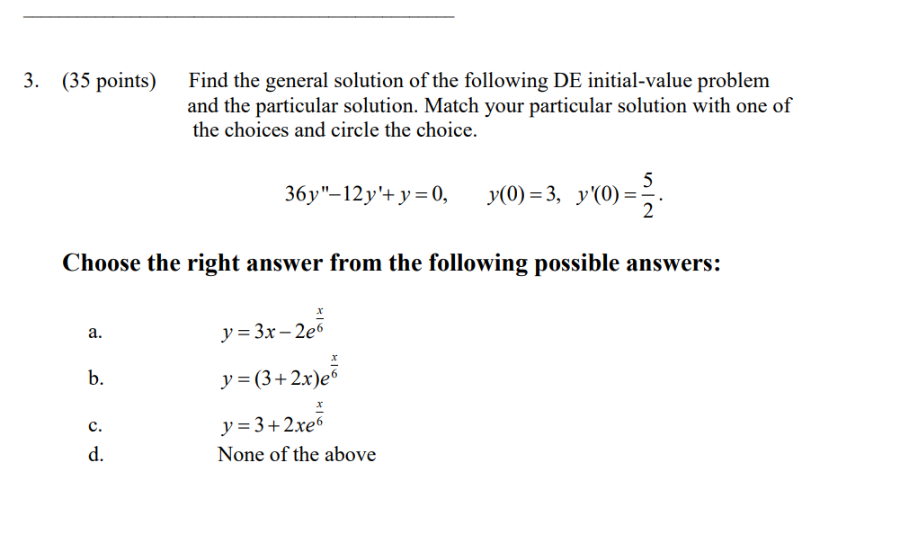 Solved (35 ﻿points) ﻿Find the general solution of ﻿the | Chegg.com