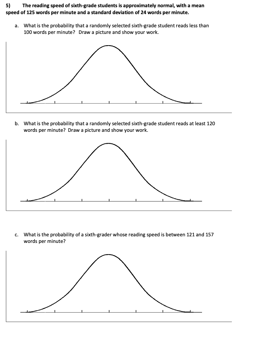 Solved 5) The reading speed of sixth-grade students is | Chegg.com