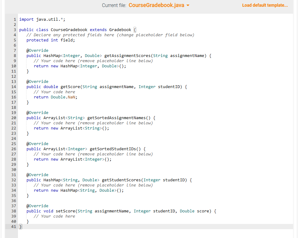 Solved 6.11 LAB: Course gradebook with HashMap Step 1: | Chegg.com