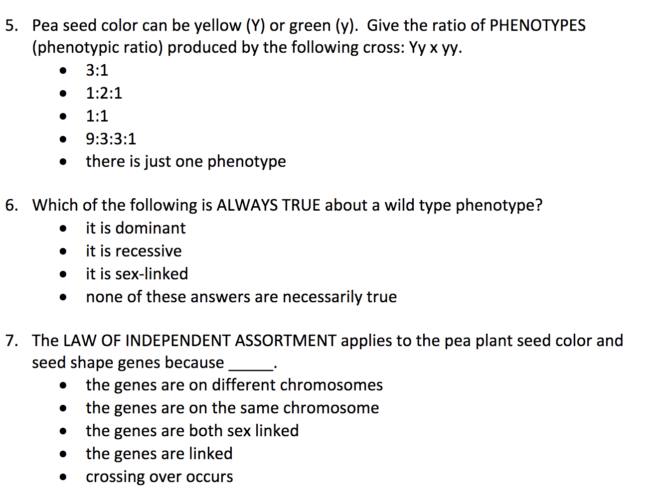 Solved 5. Pea seed color can be yellow (Y) or green (y). | Chegg.com