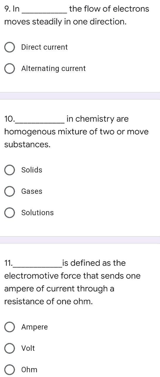 Solved 9. In the flow of electrons moves steadily in one | Chegg.com