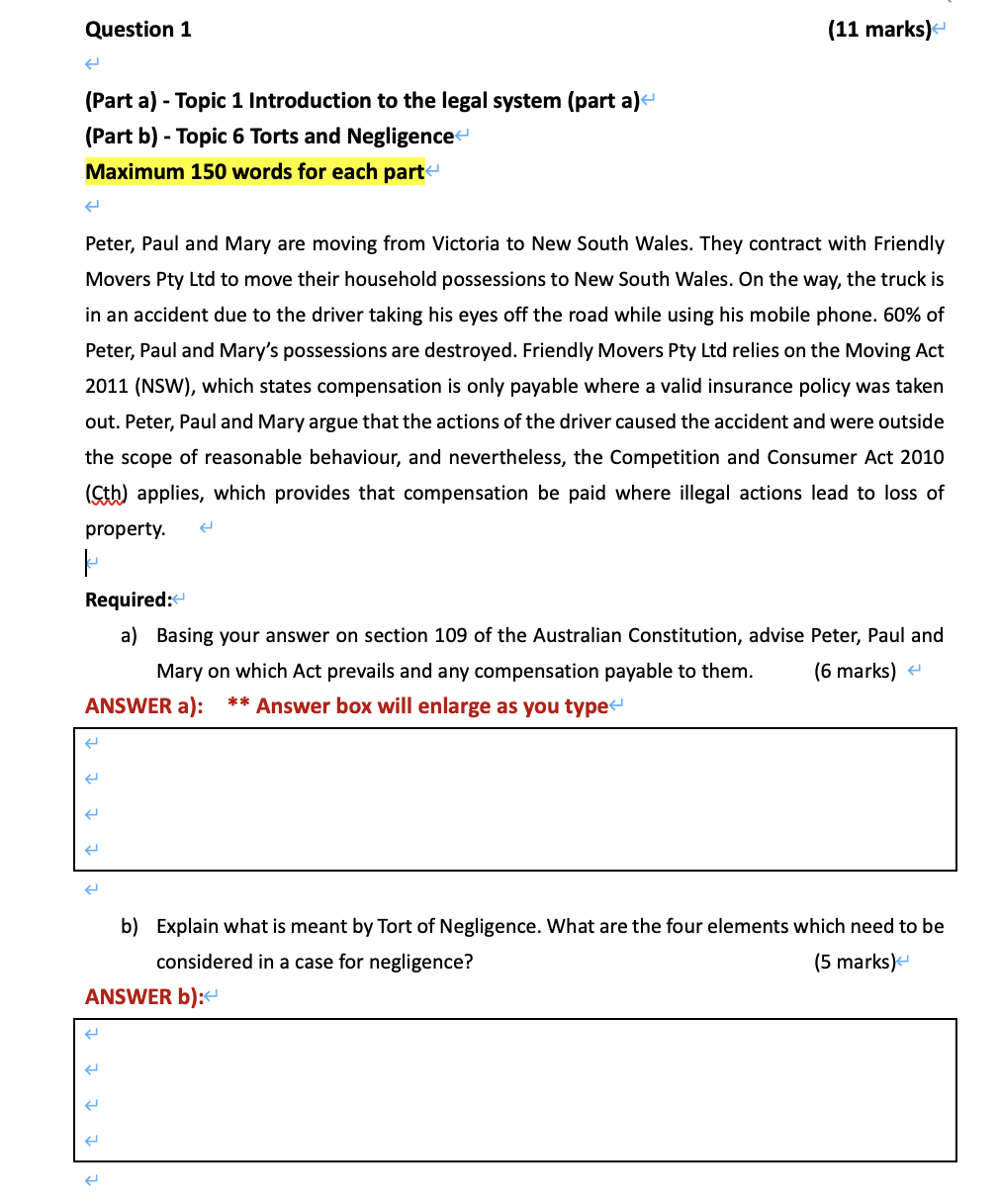 Solved Question 1 (11 marks) (Part a) - Topic 1 Introduction | Chegg.com