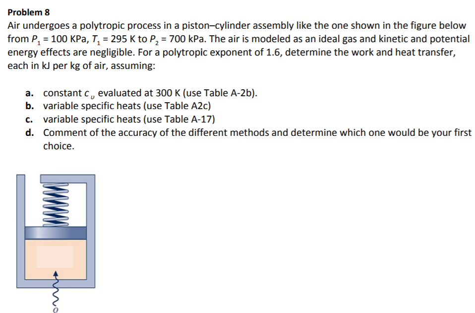 Solved Problem 8 Air undergoes a polytropic process in a | Chegg.com