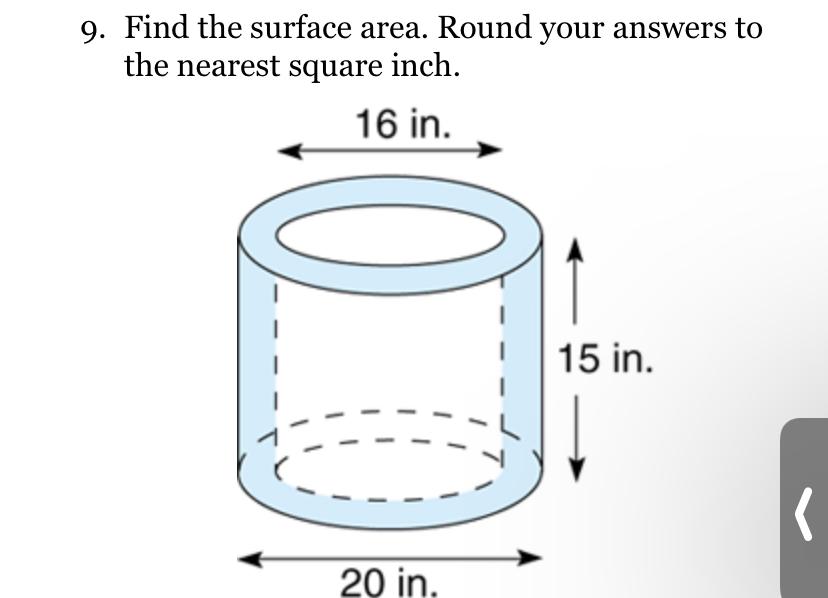 Solved 9. Find the surface area. Round your answers to the | Chegg.com