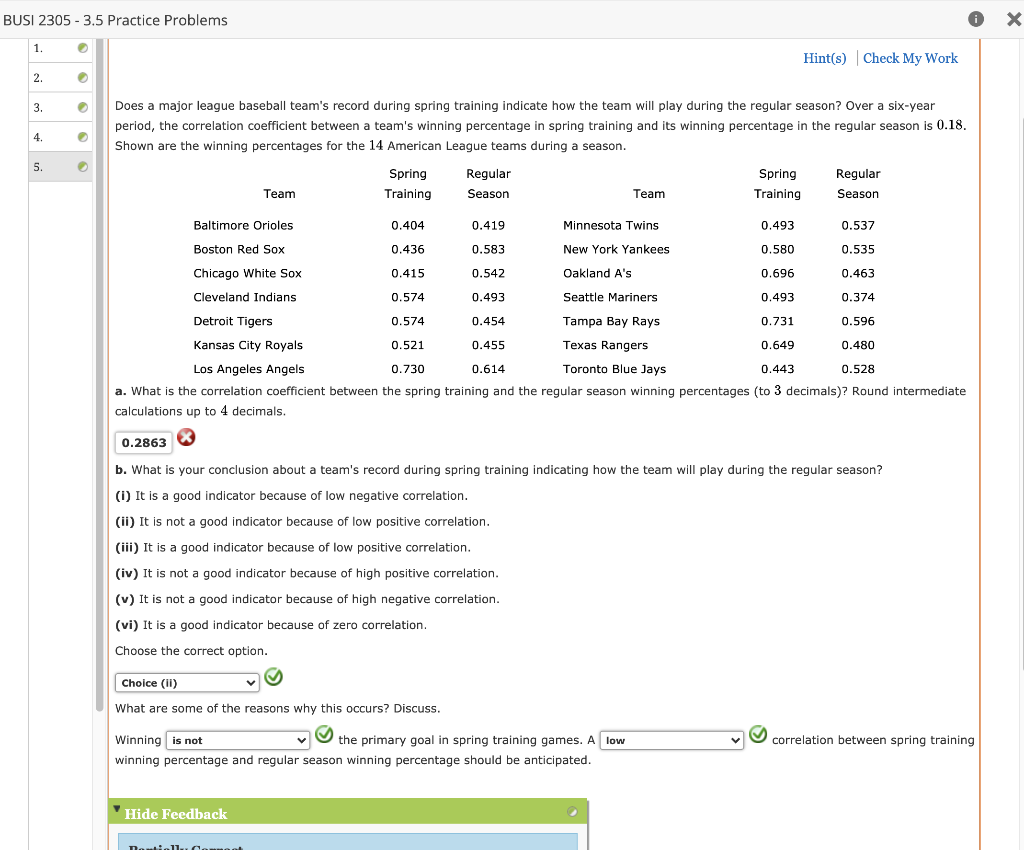 Solved BUSI 2305 - 3.5 Practice Problems x 1. Hint(s) Check | Chegg.com