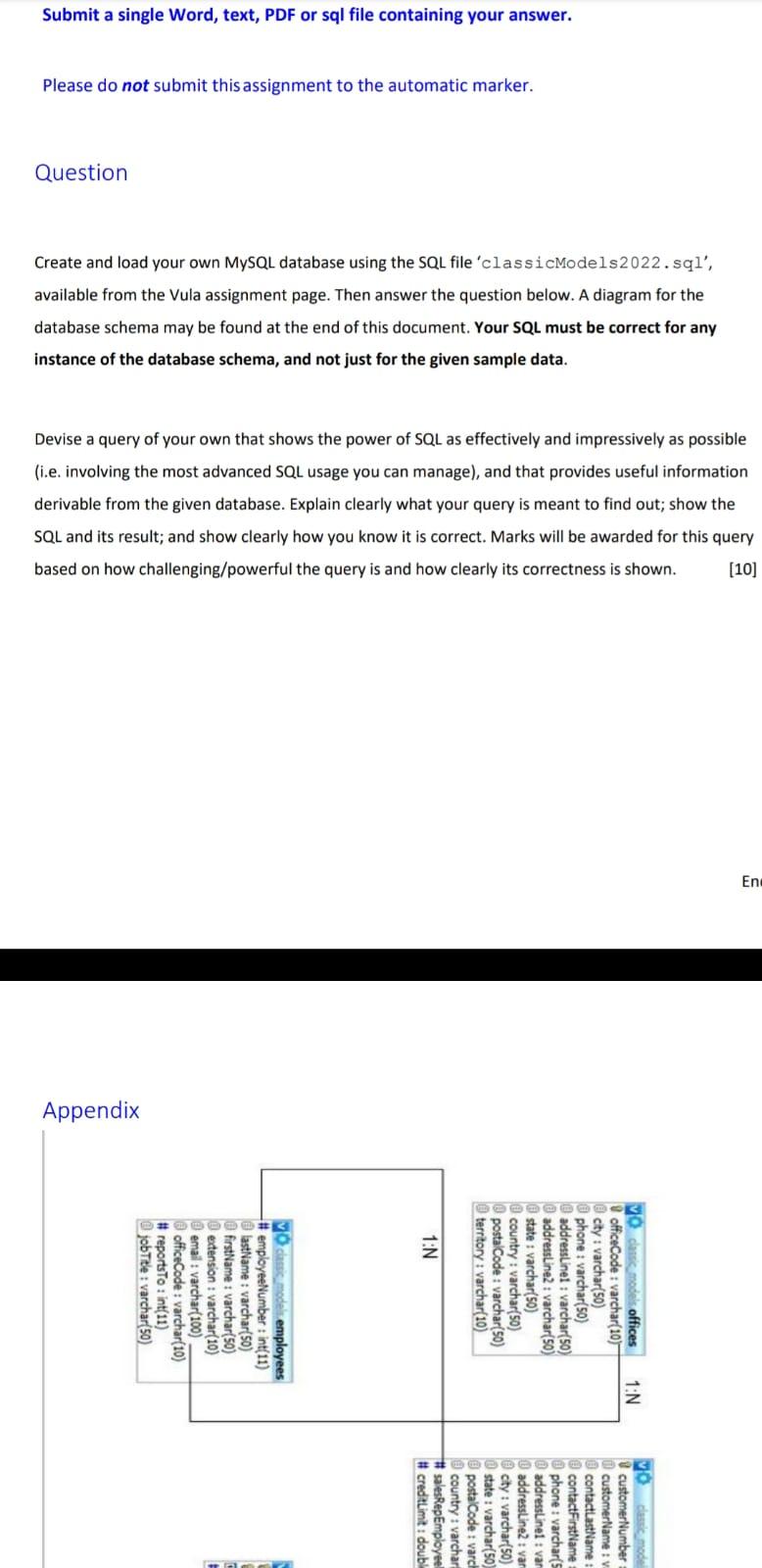 Submit a single Word, text, PDF or sql file | Chegg.com