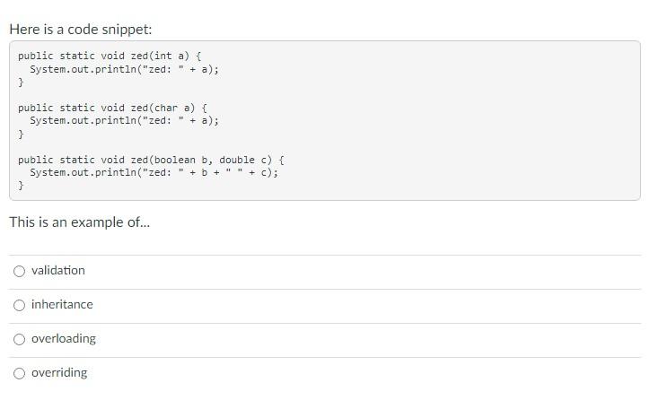 Solved Here is a code snippet: This is an example of... | Chegg.com