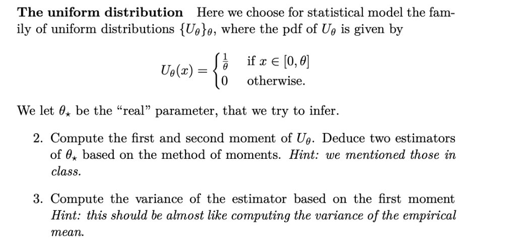 Solved The uniform distribution Here we choose for | Chegg.com