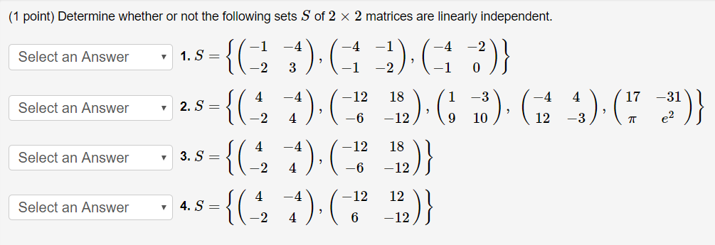 Solved Determine whether or not the following sets S of 2 x | Chegg.com