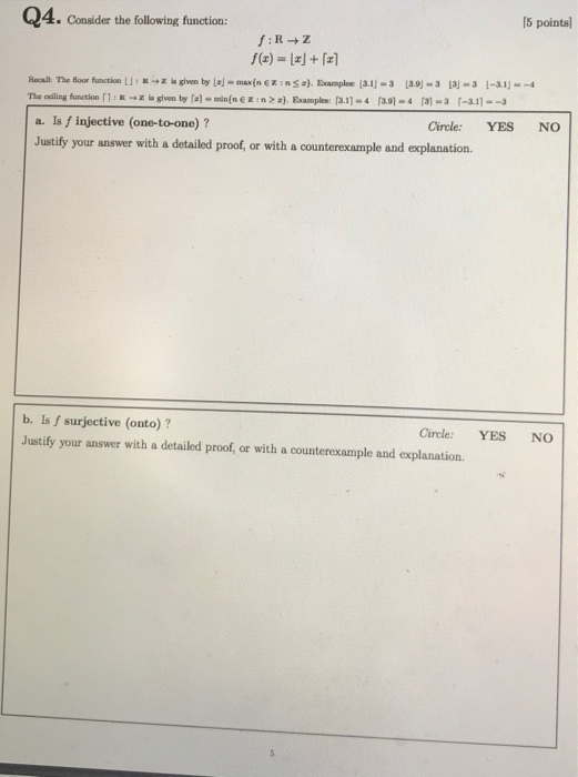 Solved Q4. Consider the following function: [5 points f: RZ | Chegg.com
