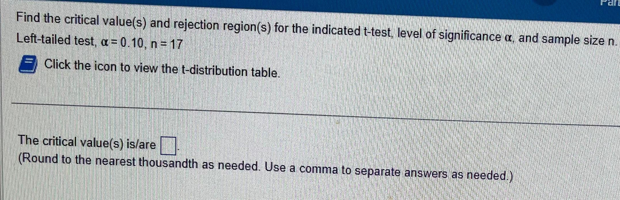 Solved Find the critical value(s) and rejection region(s) | Chegg.com