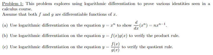 Solved Problem 1: This problem explores using logarithmic | Chegg.com