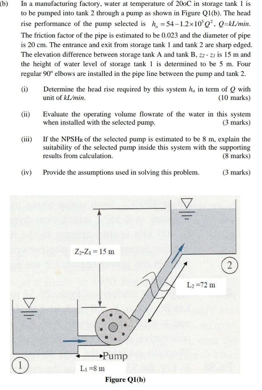 Solved (b) In a manufacturing factory, water at temperature | Chegg.com