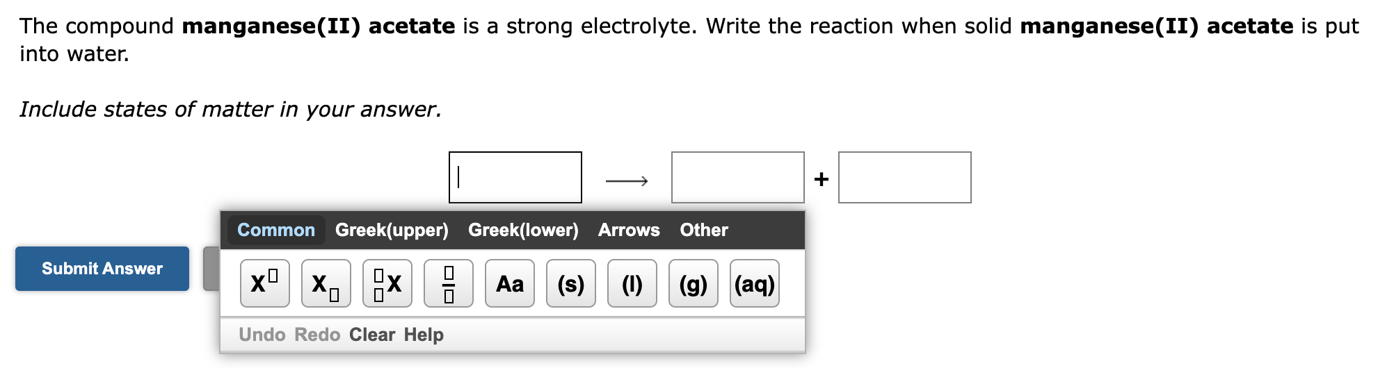 Solved The compound manganese(II) acetate is a strong | Chegg.com