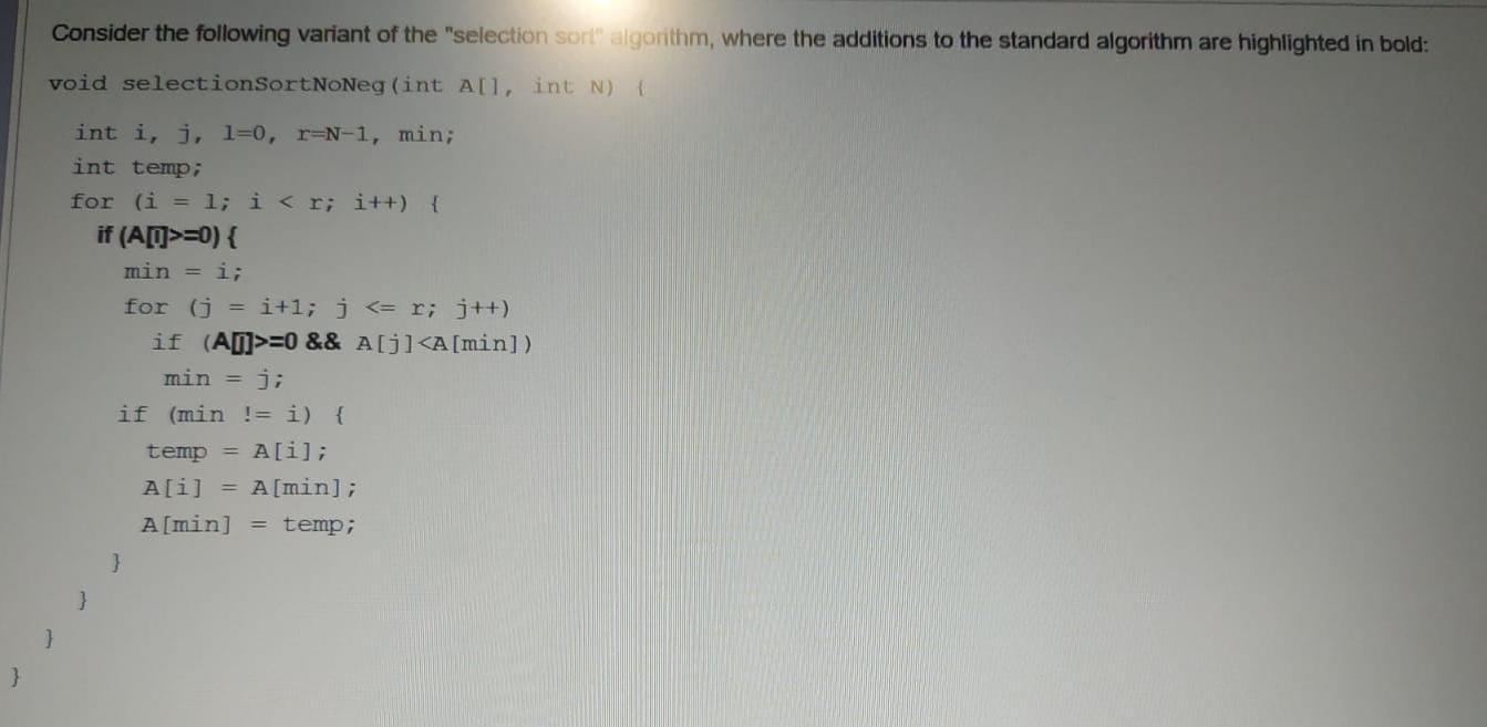 Solved Consider the following variant of the "selection | Chegg.com