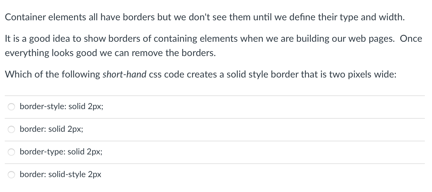 Solved Container elements all have borders but we don't see | Chegg.com