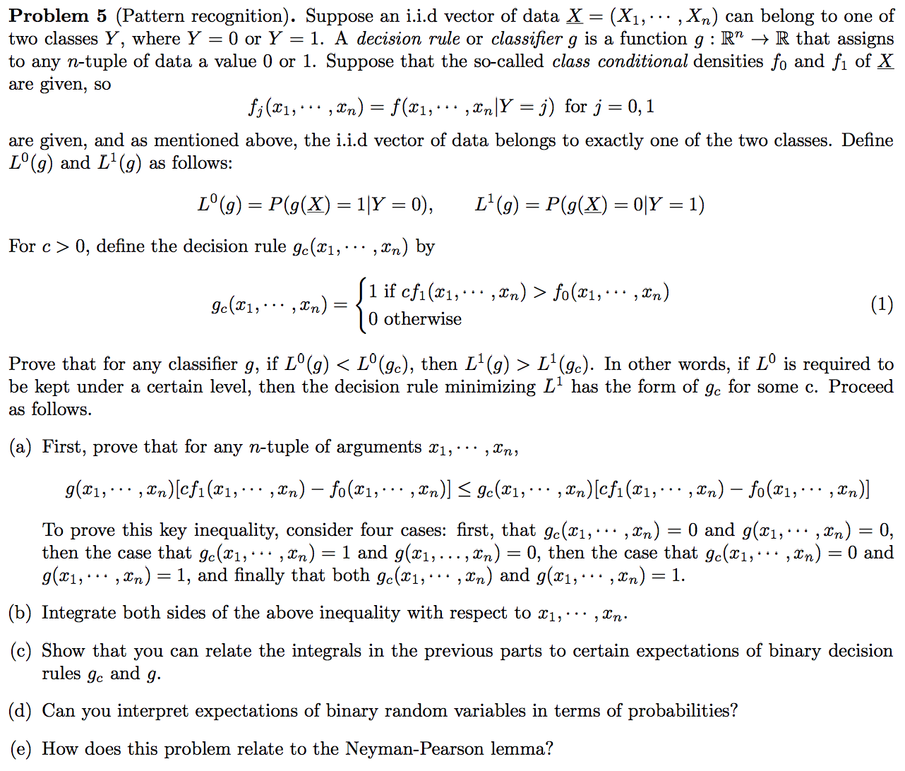 Problem 5 (Pattern recognition). Suppose an i.i.d | Chegg.com