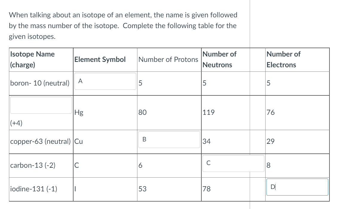 Solved When talking about an isotope of an element, the name | Chegg.com