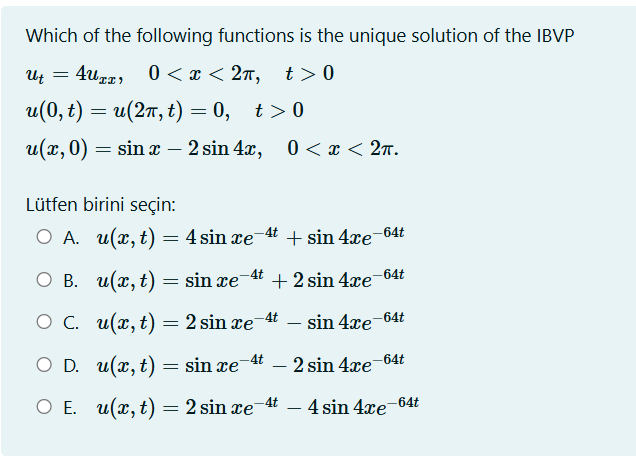 Solved Which of ﻿the following functions is ﻿the unique | Chegg.com
