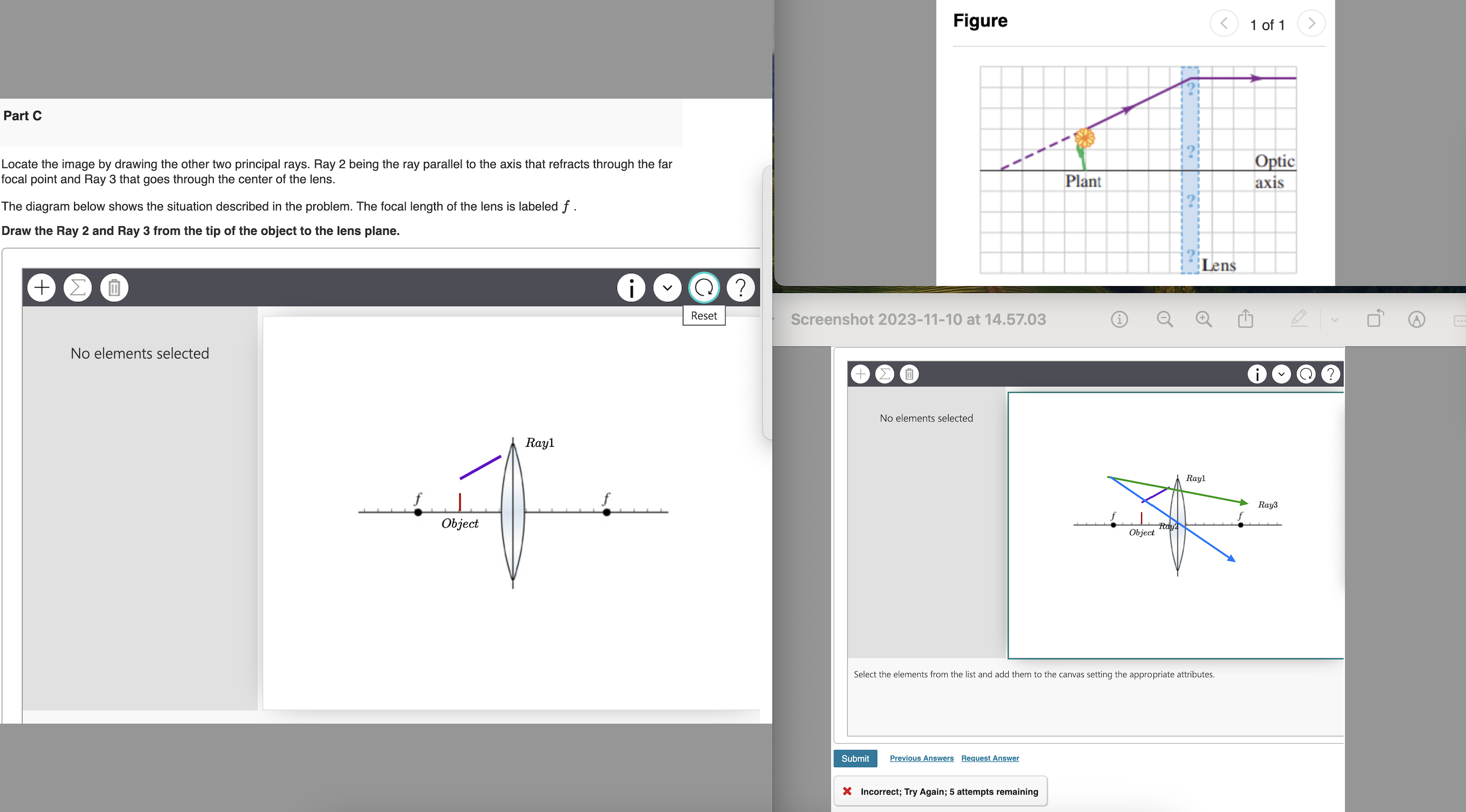 Solved Locate the image by drawing the other two principal | Chegg.com
