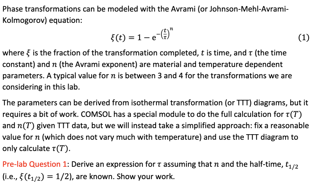 Solved Phase transformations can be modeled with the Avrami | Chegg.com