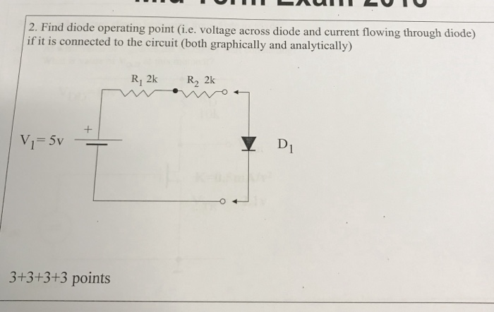 Solved 2. Find diode operating point (i.e. voltage across | Chegg.com