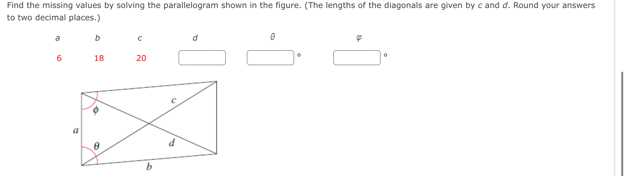 Solved Find the missing values by solving the parallelogram | Chegg.com
