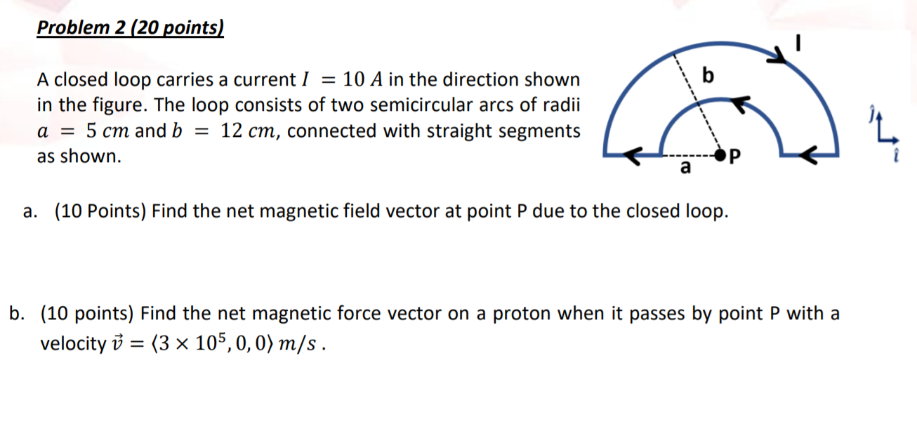 Solved Problem 2 (20 points) b A closed loop carries a | Chegg.com
