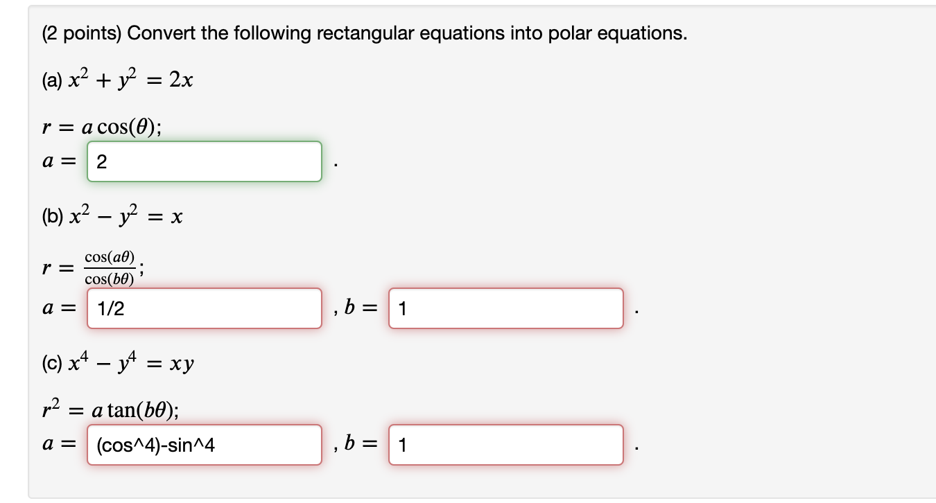 Solved (2 points) Convert the following rectangular | Chegg.com