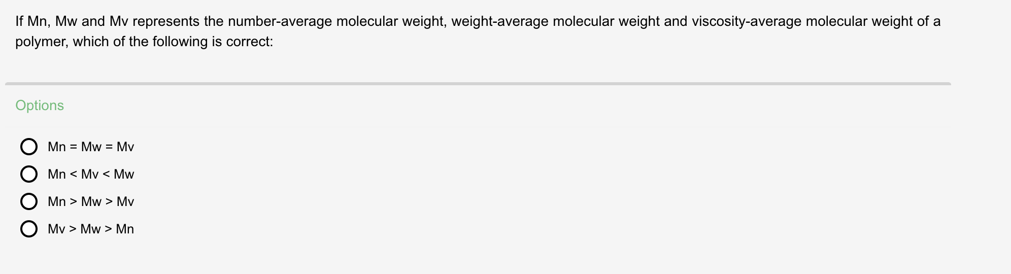 If Mn,Mw and Mv represents the number-average | Chegg.com