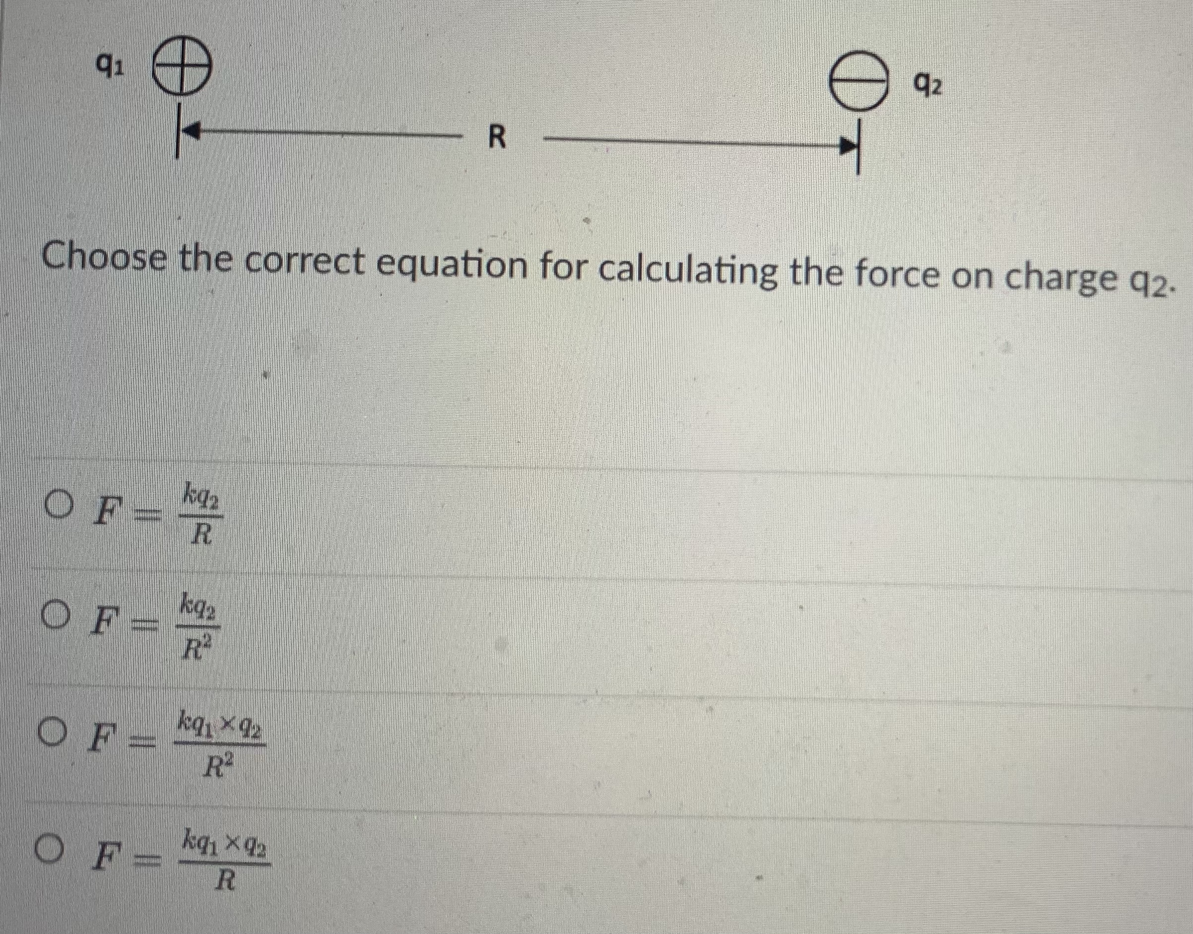 Solved Choose the correct equation for calculating the force | Chegg.com