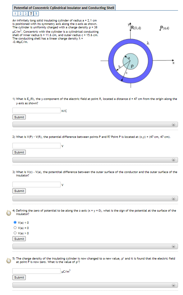 Solved Potential of Concentric Cylindrical Insulator and | Chegg.com