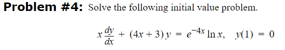Solved Problem #4: Solve the following initial value | Chegg.com
