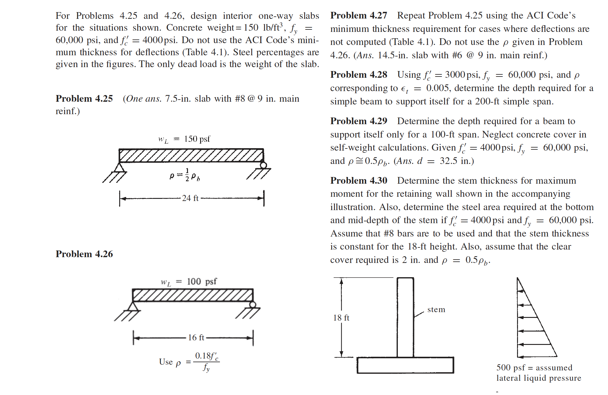 Solved For Problems 4.5 to 4.9 , design rectangular sections | Chegg.com