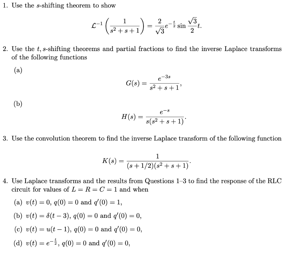Solved 1. Use the s-shifting theorem to show ((6+8+1) - page | Chegg.com