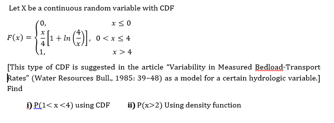 Solved Let X be a continuous random variable with CDF x