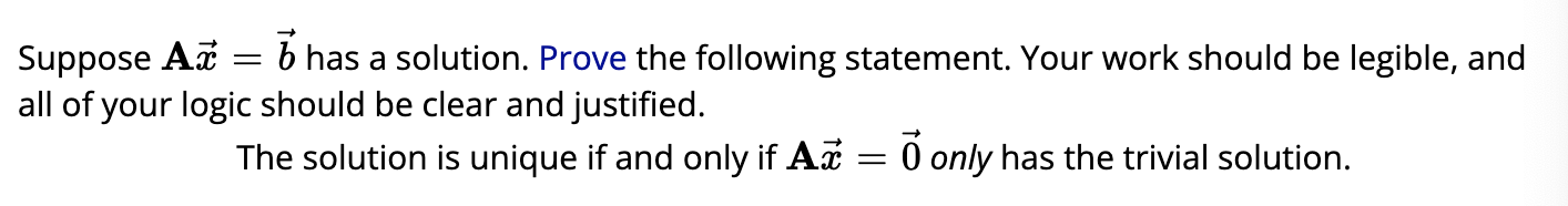 Solved Suppose Ax=b has a solution. Prove the following | Chegg.com