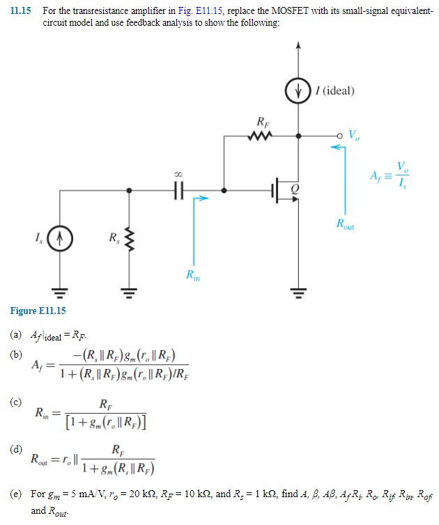 Solved 11.15 For the transresistance amplifier in Fig. | Chegg.com
