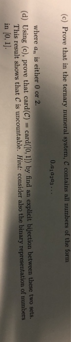 Solved (c) Prove that in the ternary numeral system, C | Chegg.com
