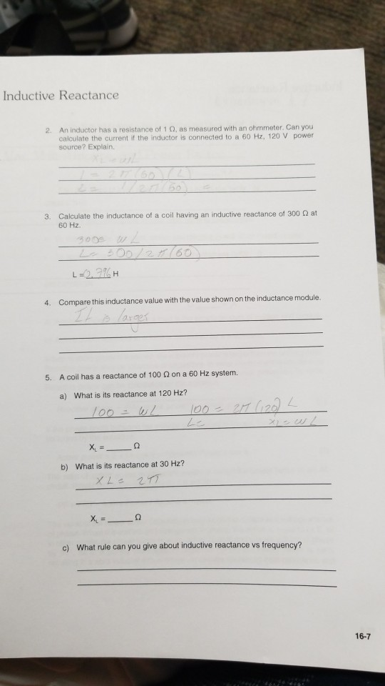 Solved Inductive Reactance 2 An Inductor Has A Resistance
