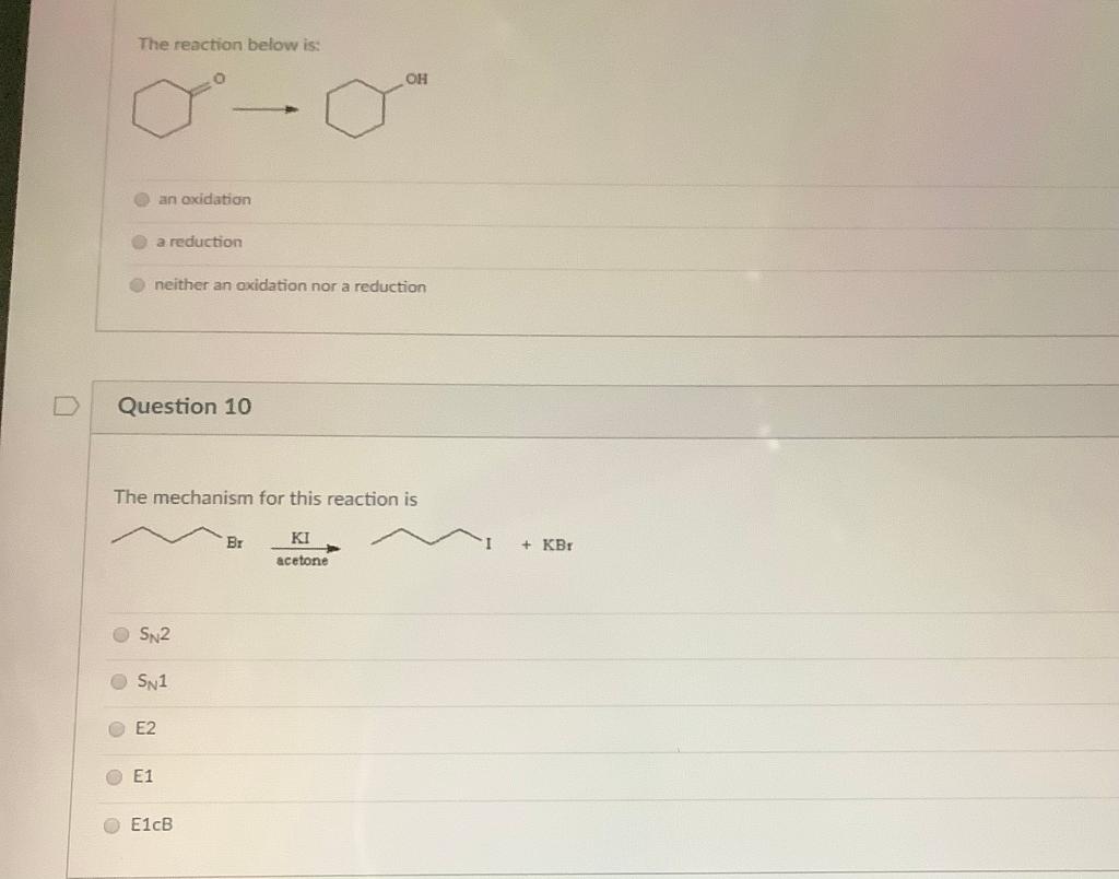 Solved The reaction below is: ОН an oxidation a reduction | Chegg.com