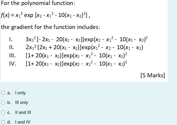 Solved For the polynomial function: f(x) = x1 exp [x2 - x12 | Chegg.com