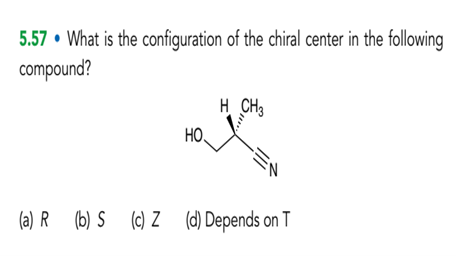 Solved 5.57 . What is the configuration of the chiral center | Chegg.com